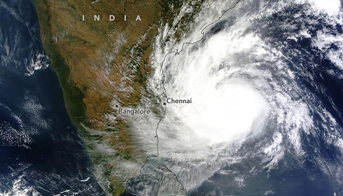 Look: NASA satellites capture images of cyclone Vardah in Bay of Bengal ...