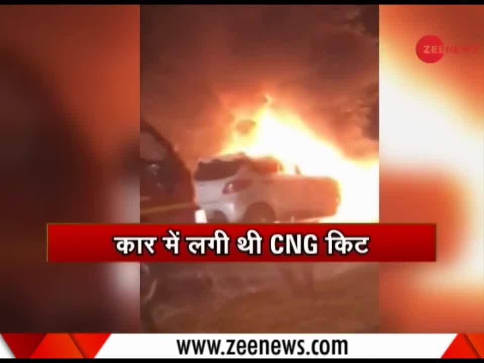 CNG car catches fire in Faridabad near Delhi, none injured | Zee News
