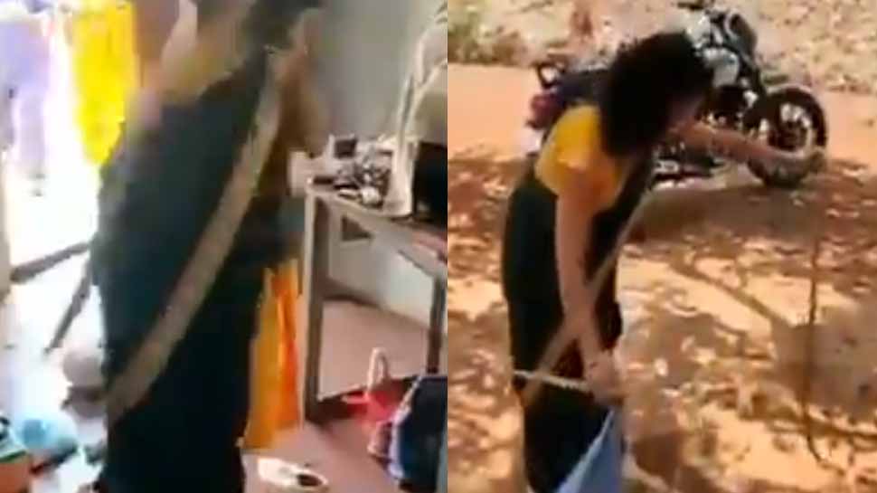 Woman rescues deadly snake in a saree, leaves netizens stunned - WATCH ...