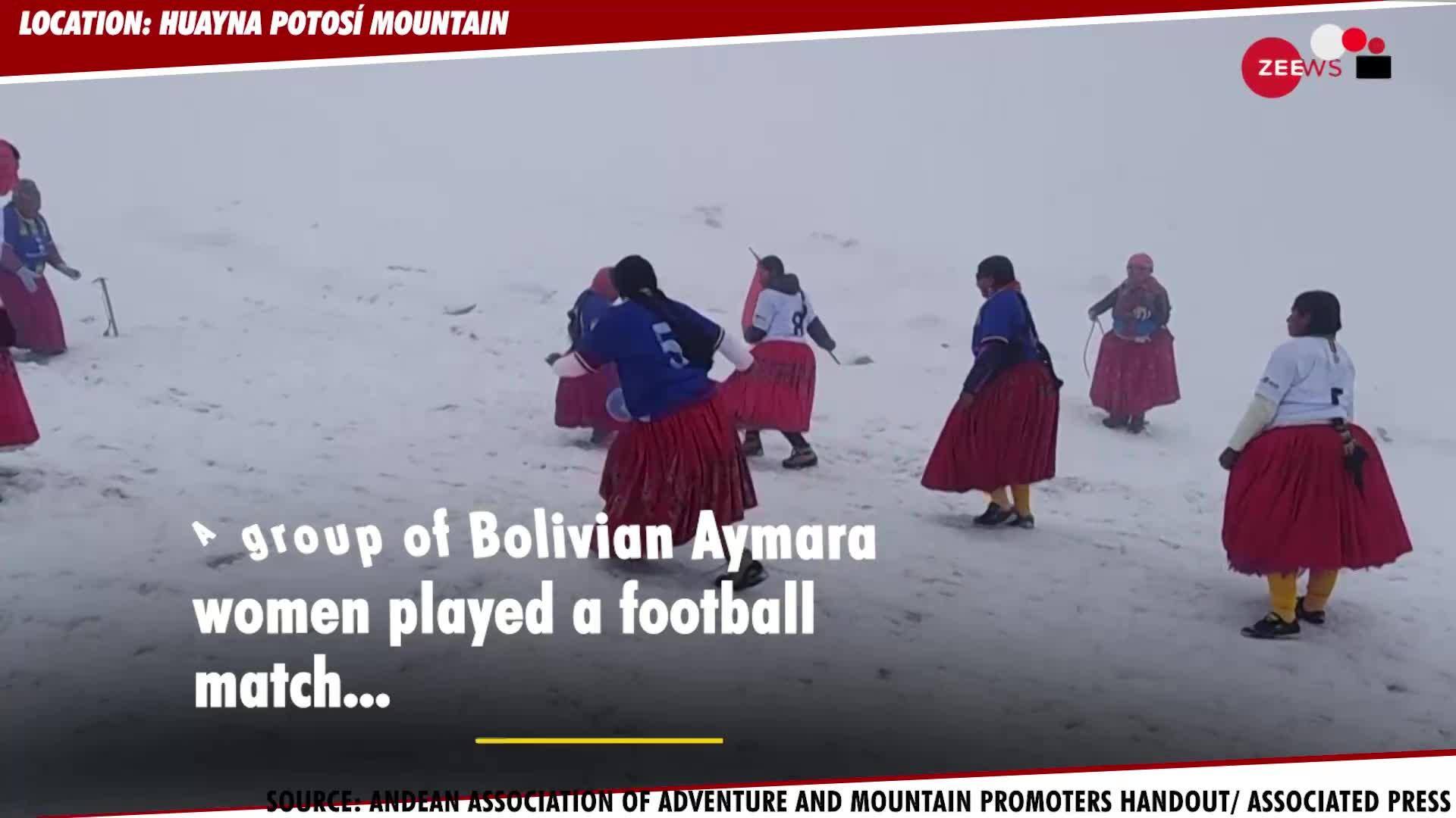 Nine Bolivian Cholitas play football on mountain | Zee News