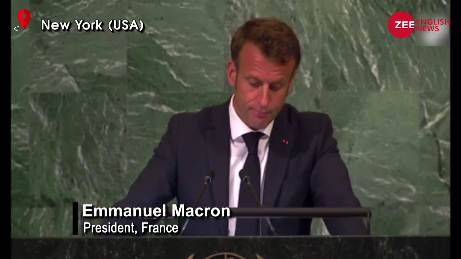 French President Emmanuel Macron quotes PM Modi at UNGA meeting | Zee News
