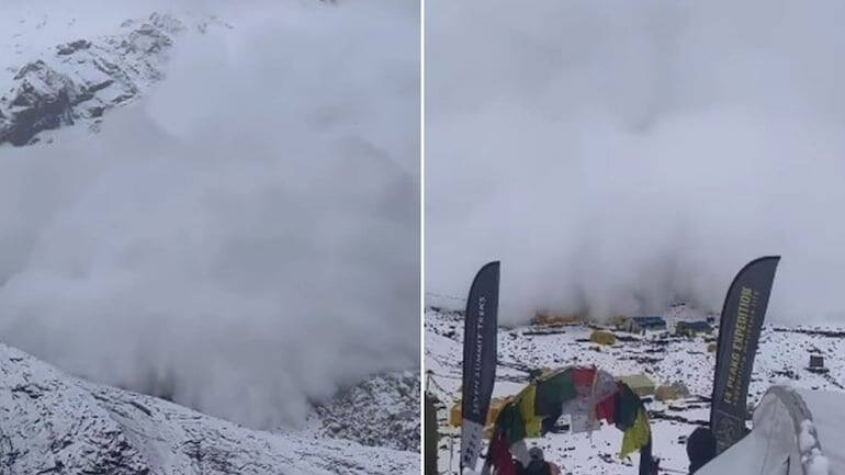 Massive avalanche hits Nepal's Manaslu base camp | Zee News Massive avalanche hits Nepal's Manaslu base camp | Zee News