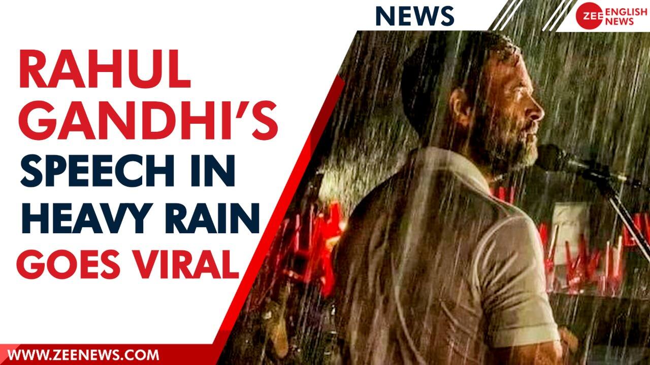 Rahul Gandhi’s speech in heavy rain goes viral on social media | Zee News