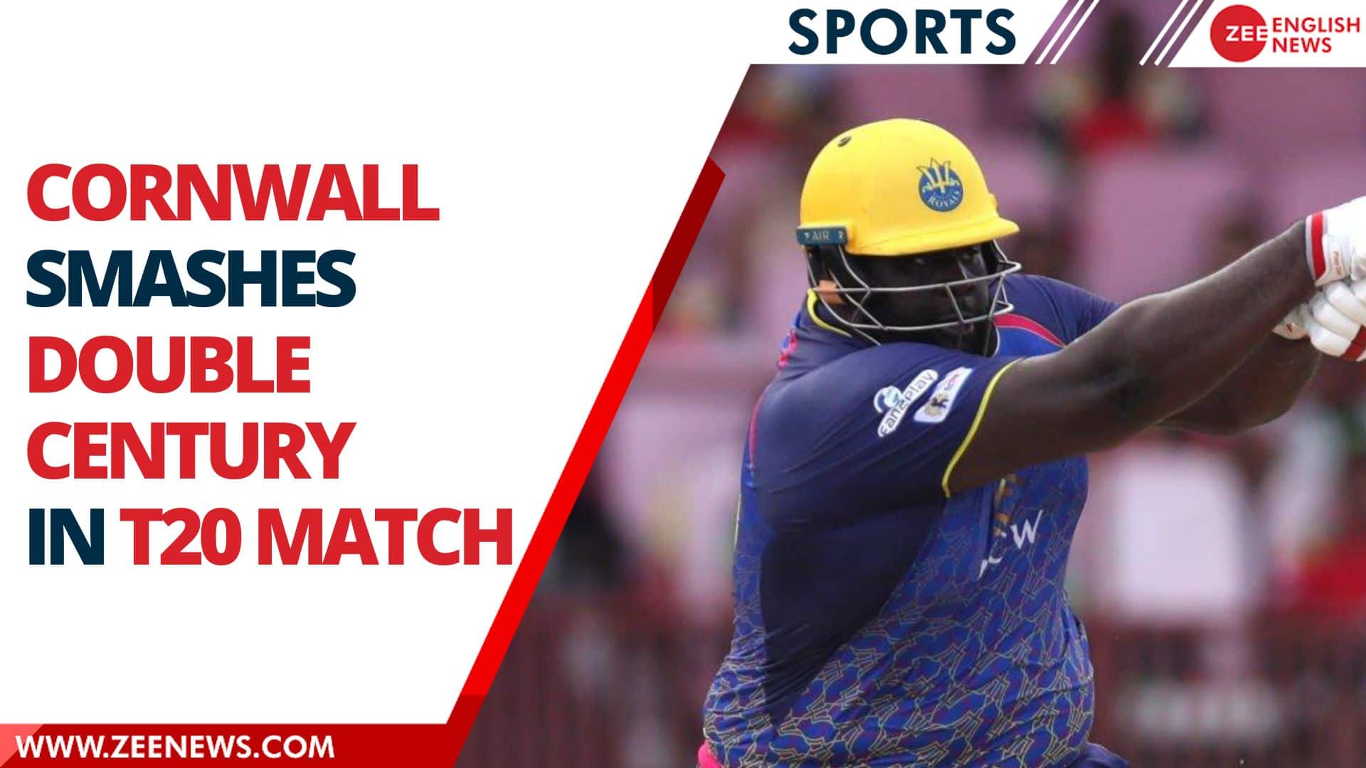 West Indian all-rounder Rakheem Cornwall smashes double century in a T20 Match | Zee News