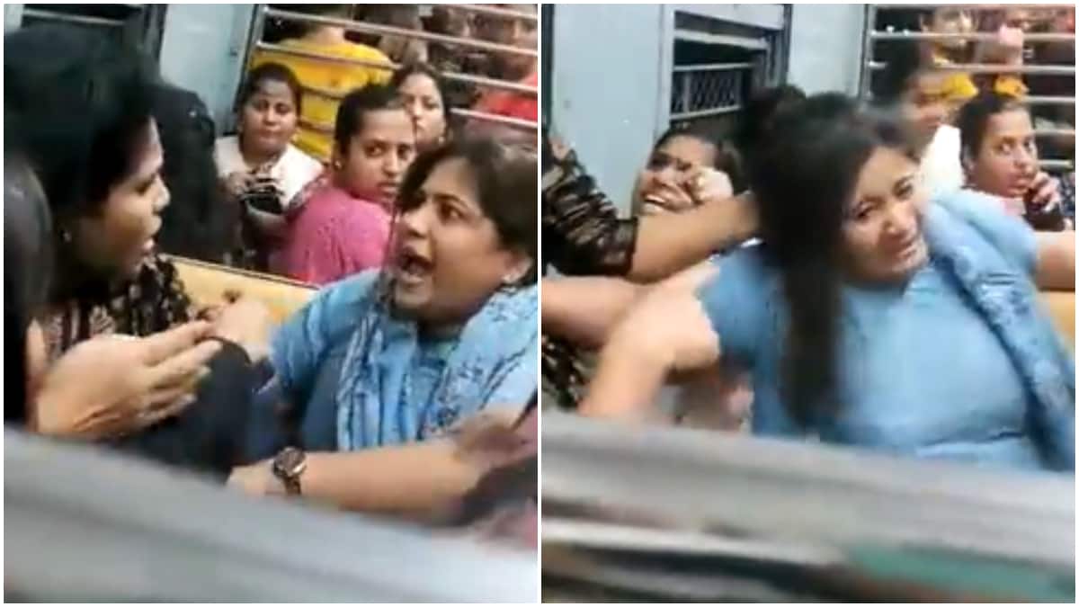 Women fight over seat in local Mumbai train | Watch | Zee News