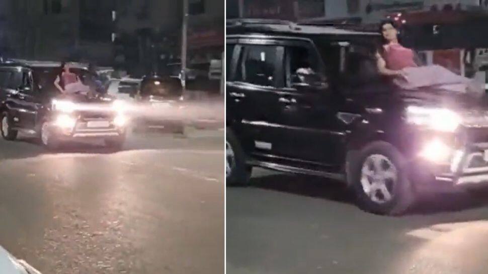 Watch Woman In Noida Performs Dangerous Stunt On Mahindra Scorpio Suv