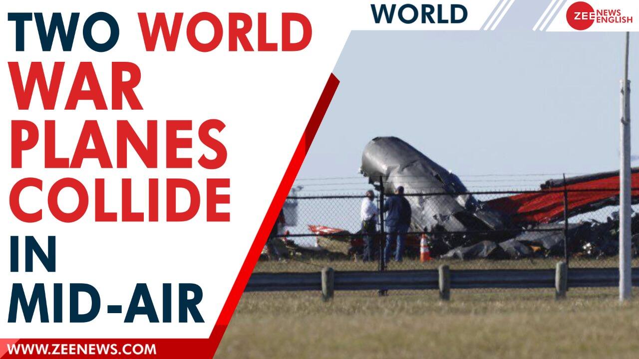 Two military aircraft collide and crash at World War Two airshow in ...