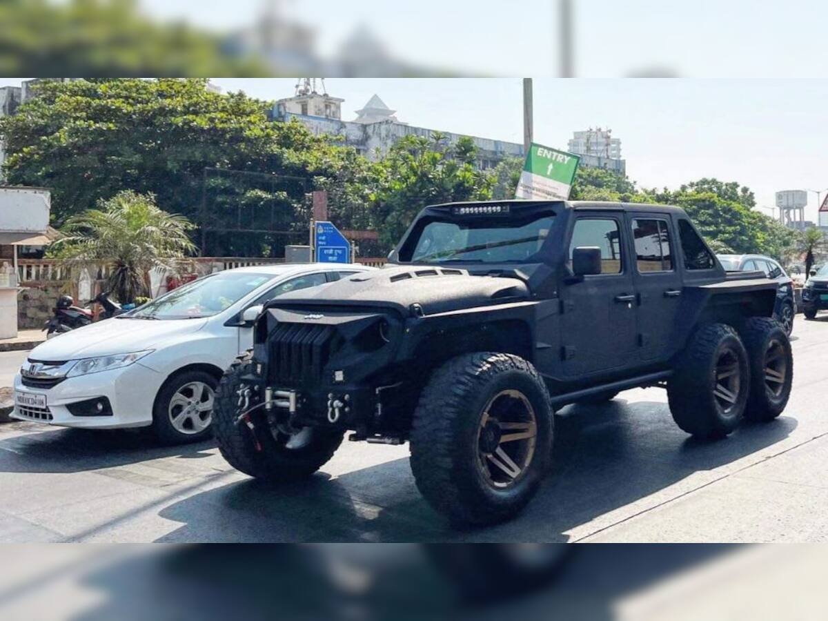 Jeep Wrangler-based 6x6 pickup truck snapped in India, has massive road ...