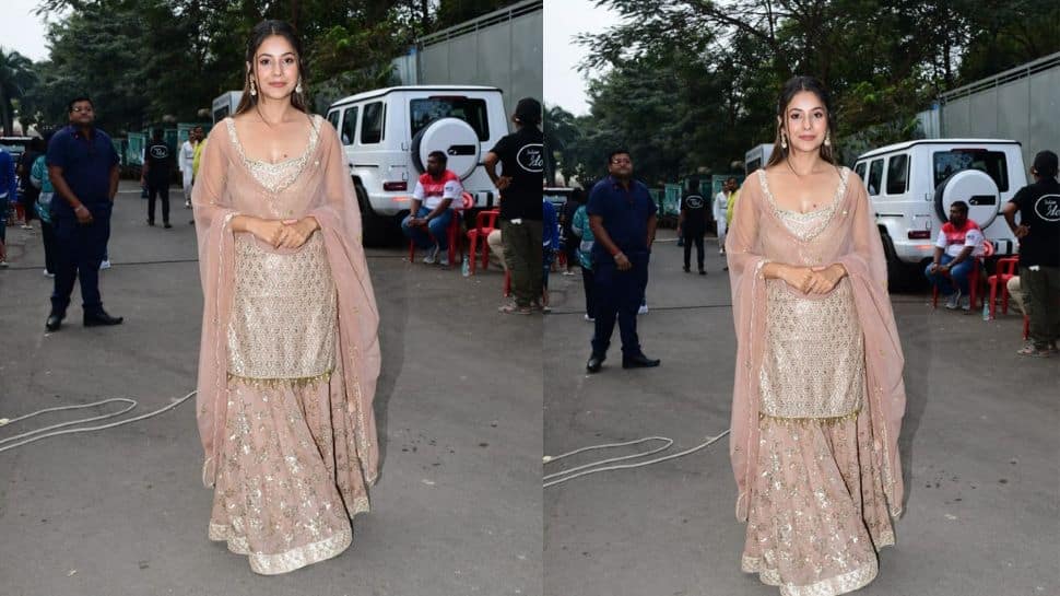 Shehnaaz Gill slays in rose gold skirt suit as she promotes her song ...