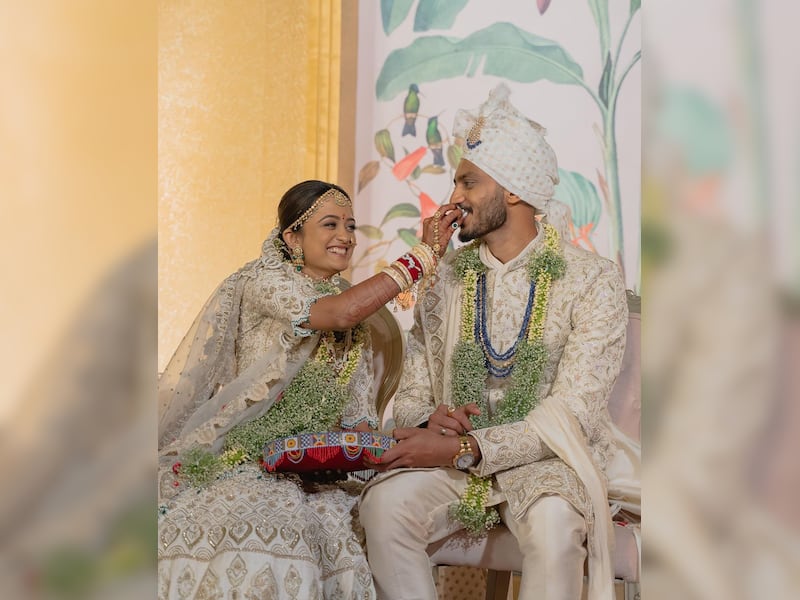 Newly-Married Axar Patel Shares First Set of Pics from Wedding with ...