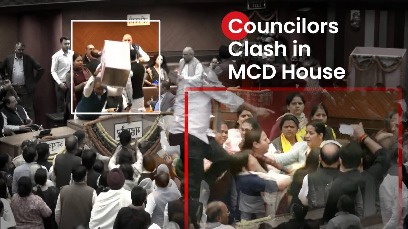 MCD house ruckus: Councilors clash during voting, Plastic bottles and ...