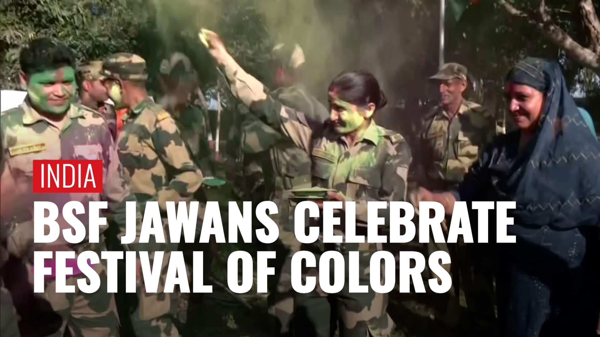 BSF Jawans celebrate Holi with locals at International Border in J&K's ...