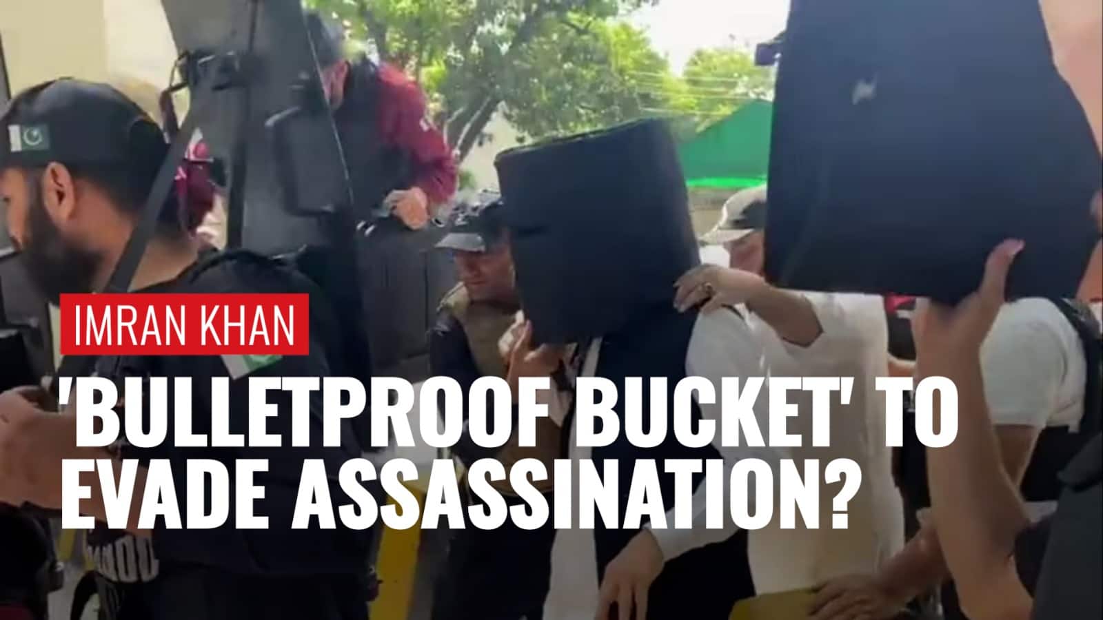 Imran Khan walks into Pak court with bulletproof ‘bucket’ on head | Zee News