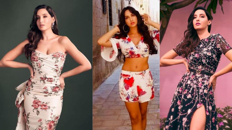 Nora Fatehi's Summer Wardrobe: 7 Times Diva Flirted With Floral Prints - In Pics | News | Zee News