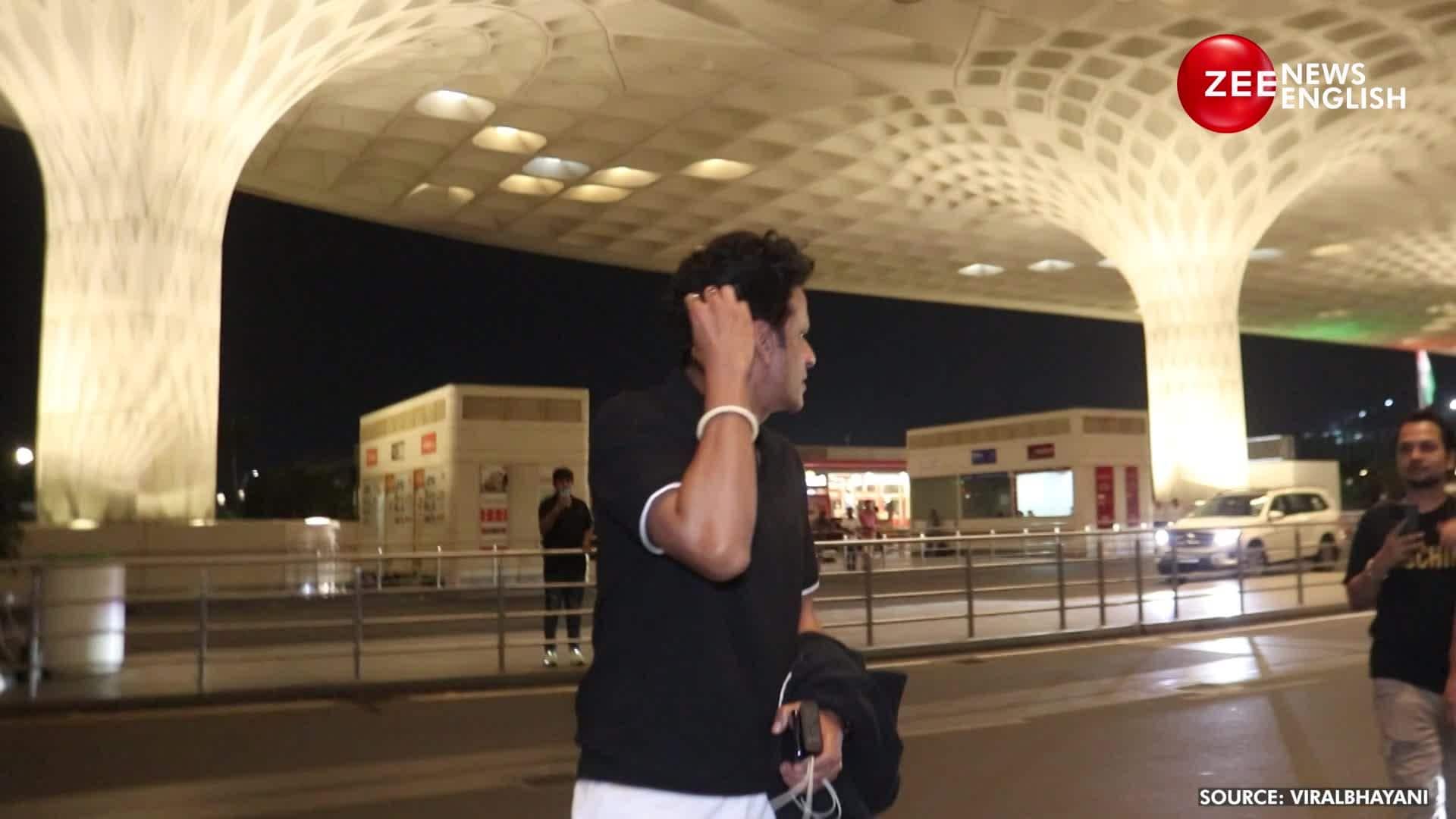 Actor Manoj Bajpayee arrived at the airport late at night to depart the ...
