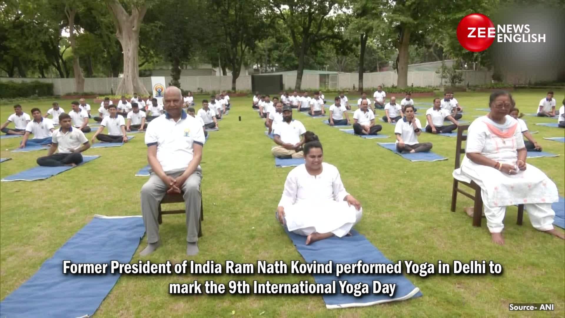 Delhi: Former President Ram Nath Kovind performs Yoga to mark ...