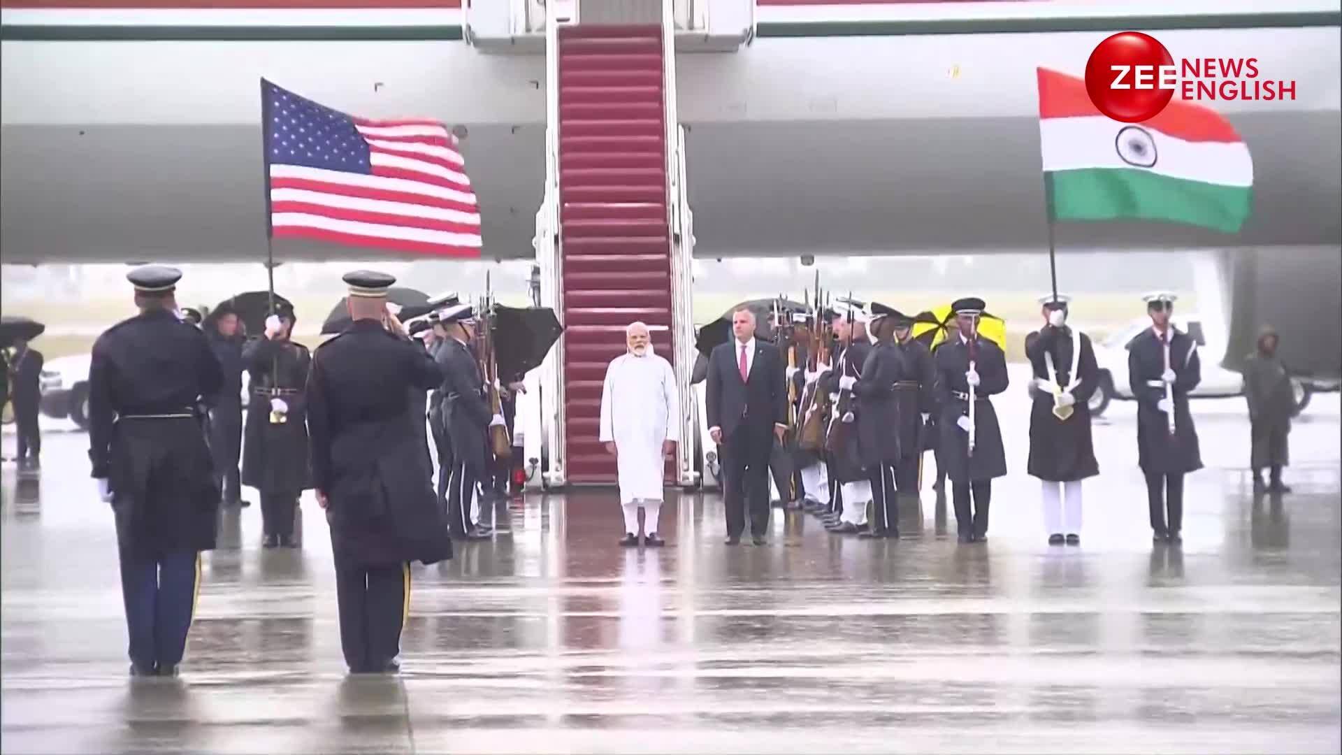 Washington DC: PM Modi Receives Guard of Honour at Joint Base Andrews | Zee News