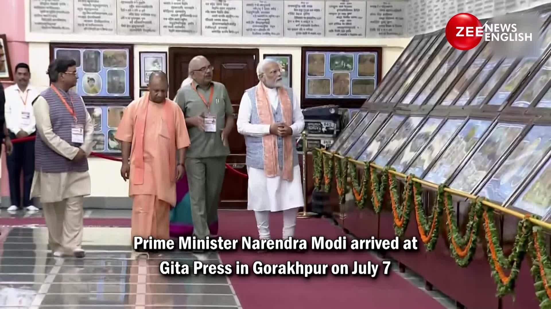 PM Modi arrives at Gita Press in Gorakhpur for Centenary celebrations ...