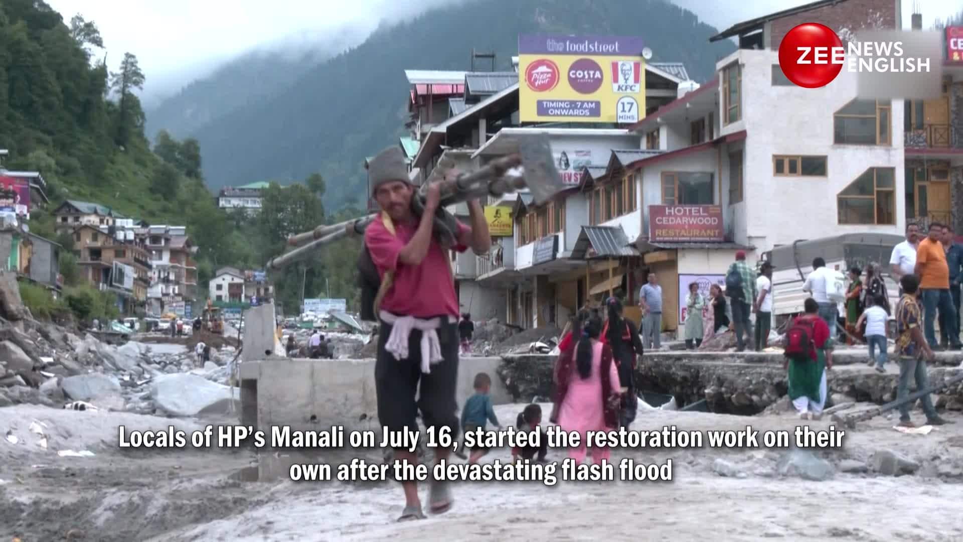 HP Flash Flood: Locals start restoration work on their own in Manali, get support from ...