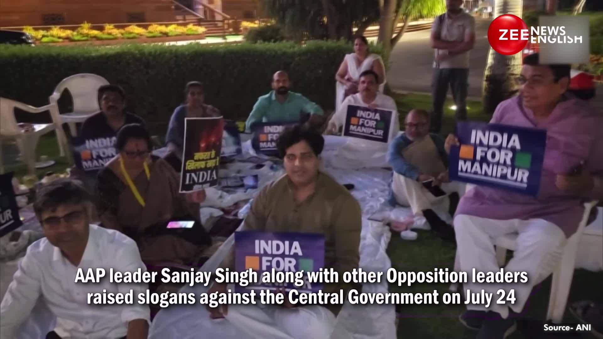 Opposition leaders continue protest over Sanjay Singh’s suspension for ...