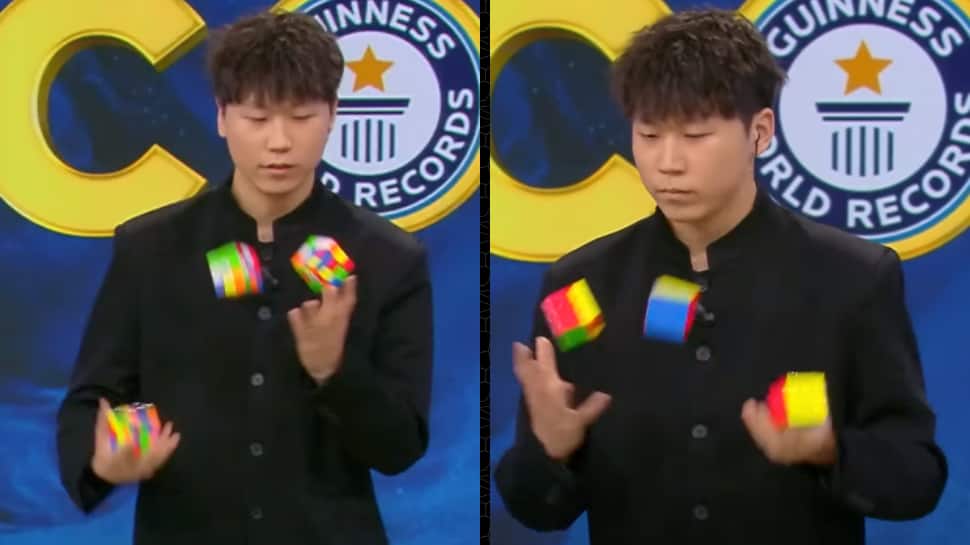 Chinese Man Creates History As He Solves Three Rubik's Cubes While ...