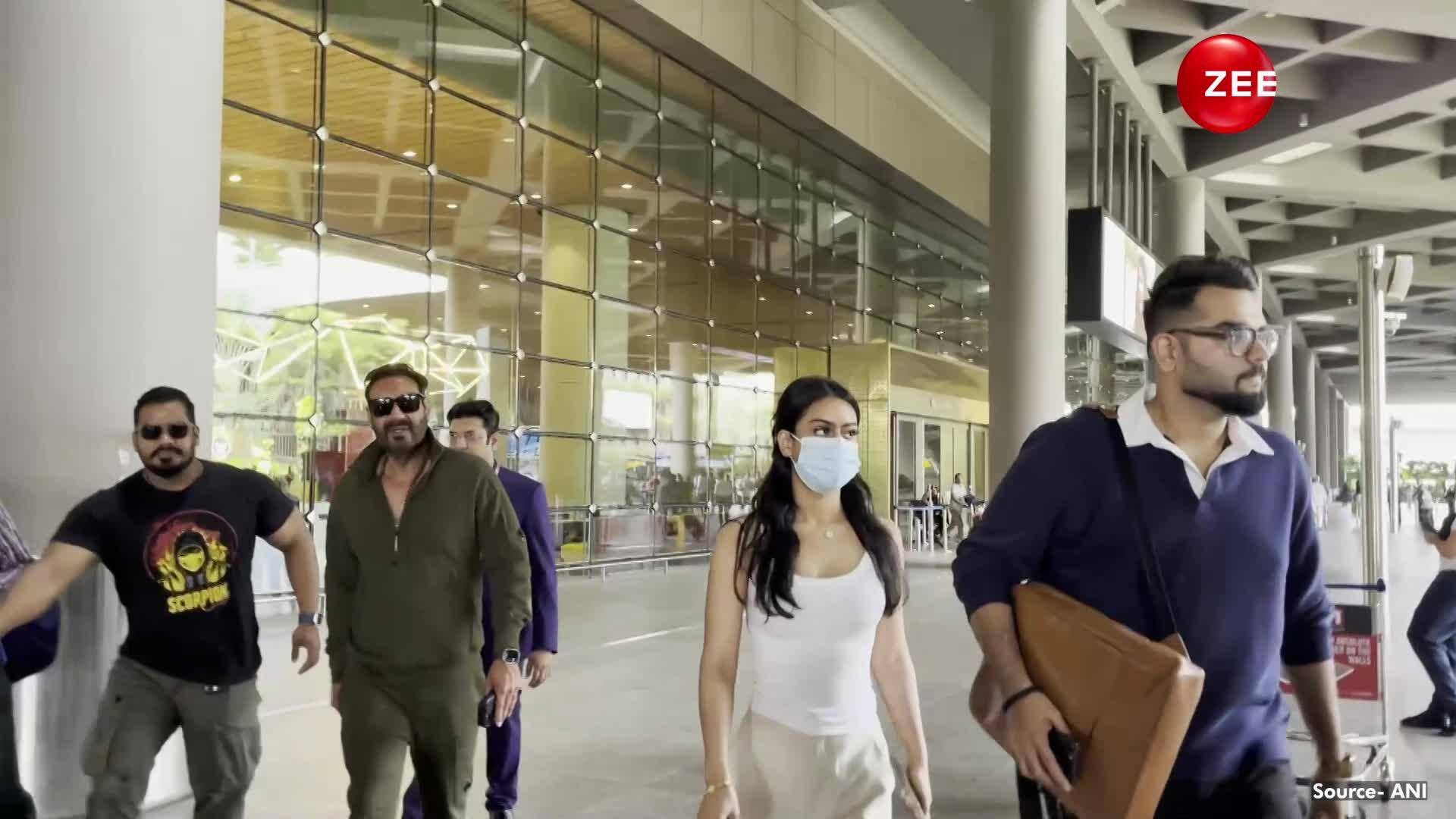 Father-daughter duo Ajay Devgan, Nysa Devgan spotted at Mumbai Airport ...