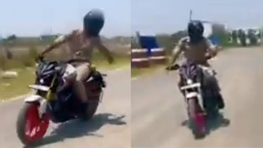 Viral VIDEO: Policeman's Dangerous Bike Stunt Goes VIRAL... People Like ...