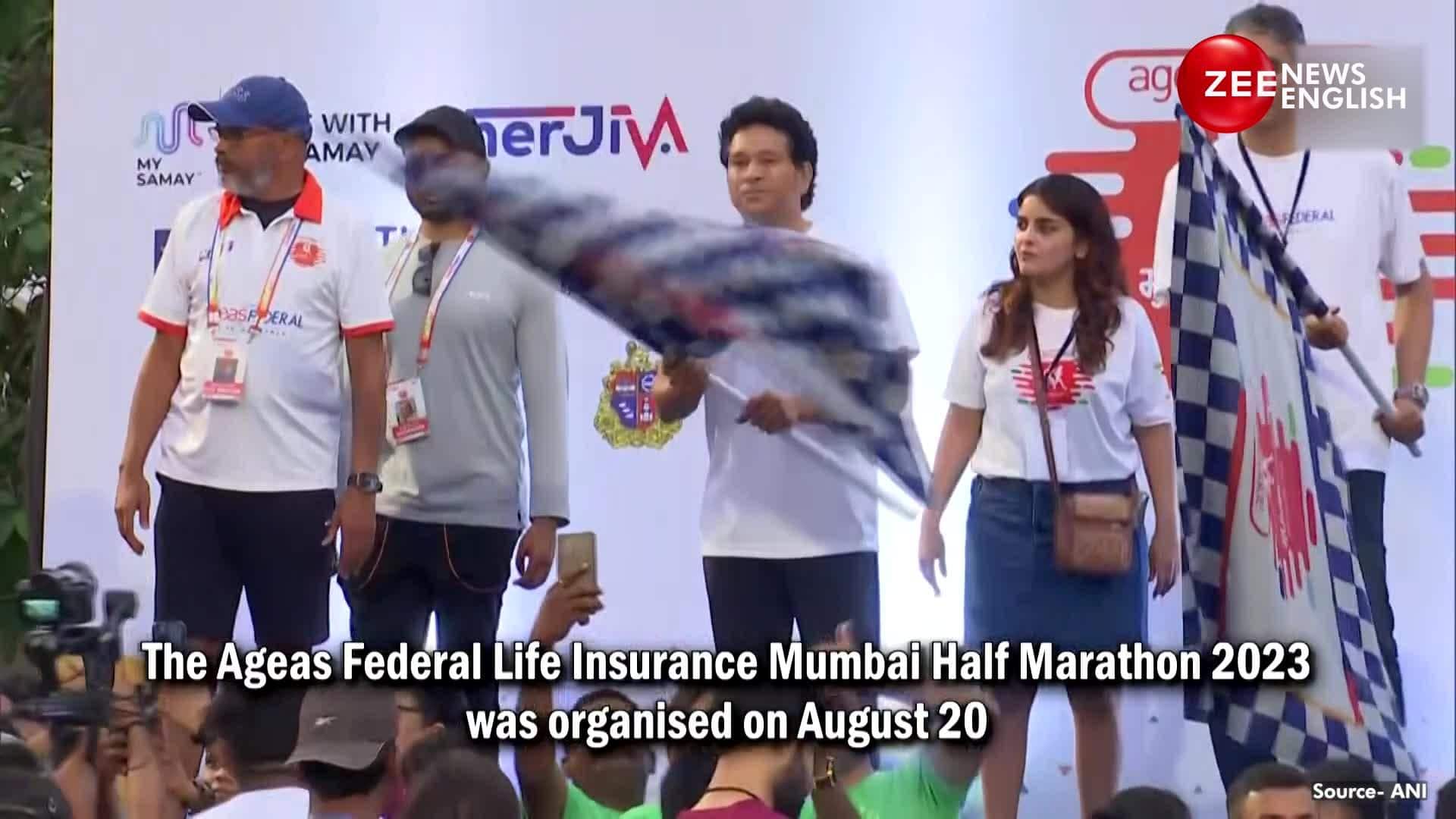 Maharashtra: Sachin Tendulkar flags off Ageas Federal Life Insurance Mumbai Half Marathon 2023 ...