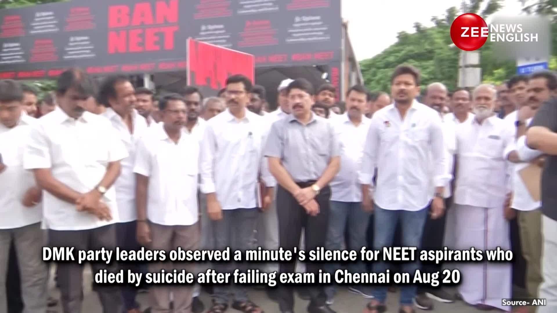 DMK party leaders observe a minute’s silence for deceased NEET ...