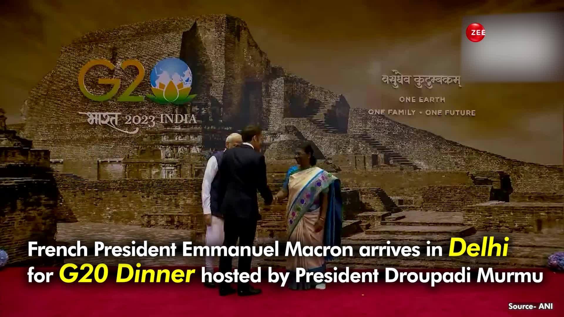 G20 Summit 2023: French President Emmanuel Macron arrives at Bharat ...