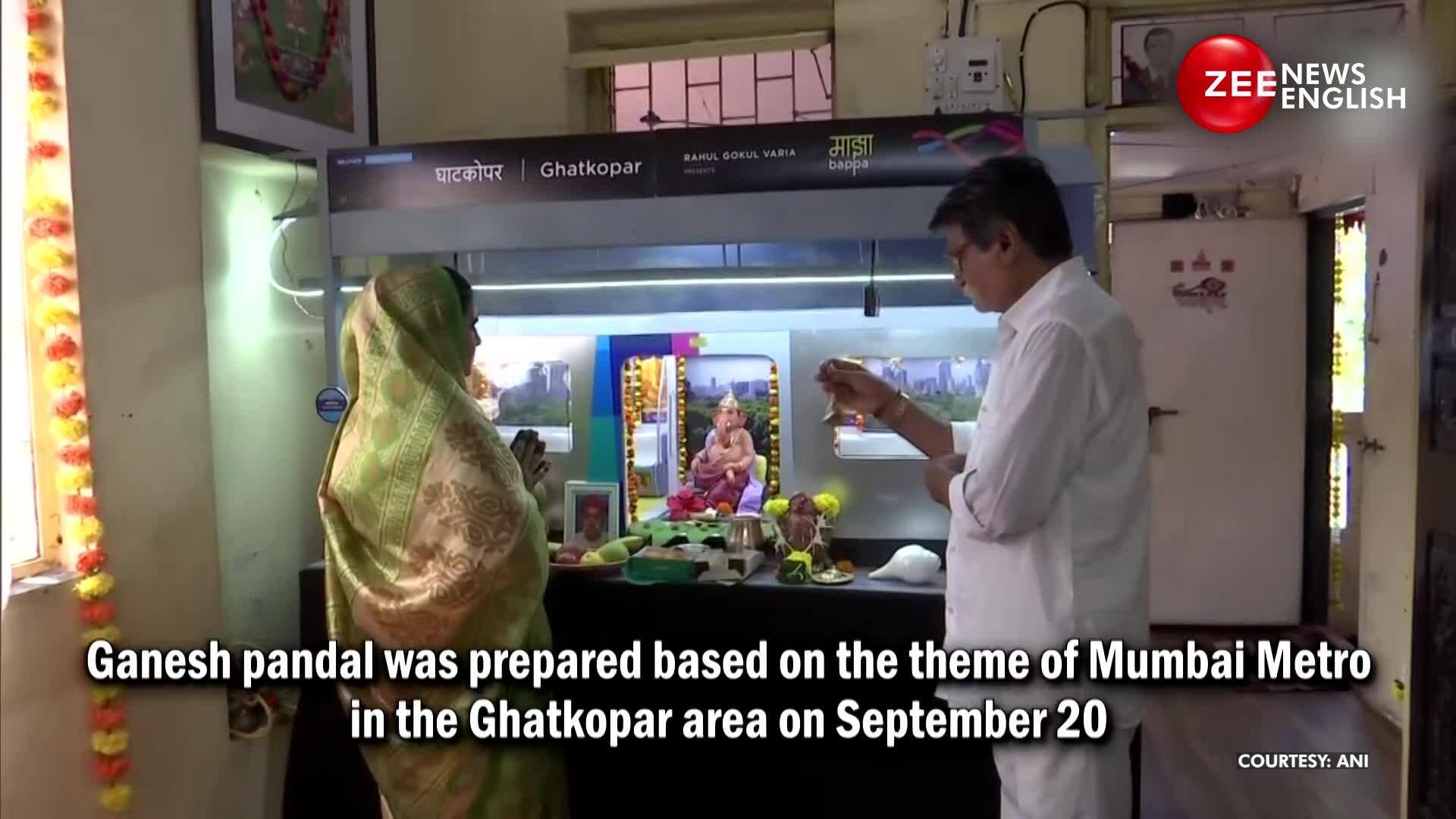Mumbai Metro-themed Ganesh pandal installed in Mumbai | Zee News