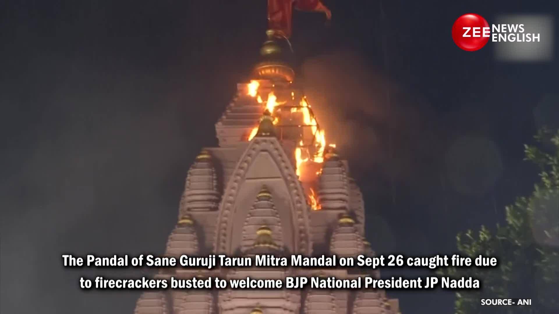 Pune: Pandal catches fire due to firecrackers busted to welcome JP ...