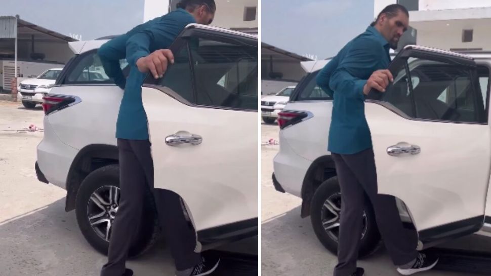 Viral Video: Great Khali Tries To Get Into Toyota Fortuner SUV, Breaks ...