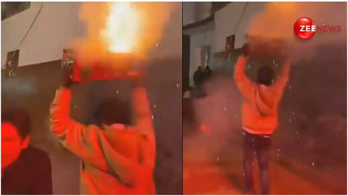 Viral Video: Man's Daring Firecracker Performance Goes Unexpectedly ...