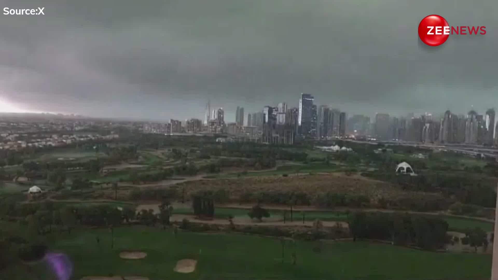 Viral Video Captures Dubai's Surreal Green Sky Storm | Zee News