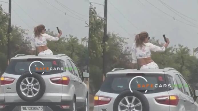 Delhi Woman's Sunroof Reel Stunt In Muzaffarnagar Goes Viral - Watch ...