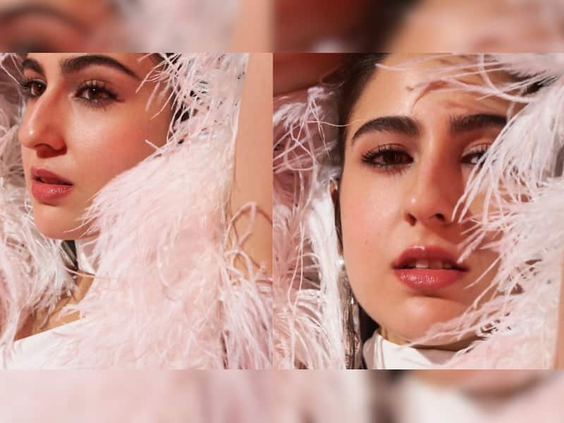 Sara Ali Khan Slays In A White Thigh-High Slit Gown With Feather ...
