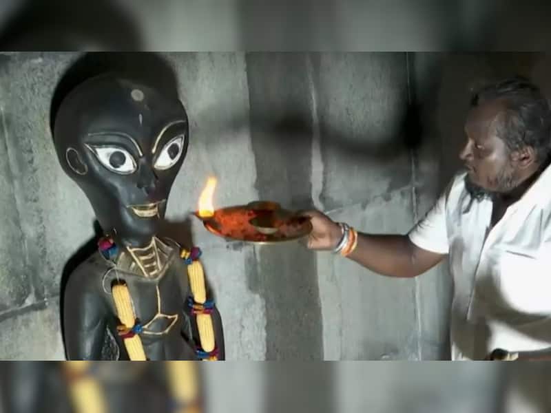 In Pics: India's First Temple Of Alien Deity; People Start Offering ...