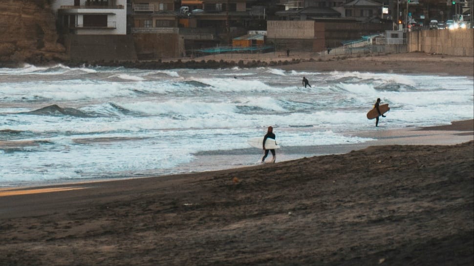 In Pictures - Japans Rare Beach Where Snow, Sand And Sea Come Together