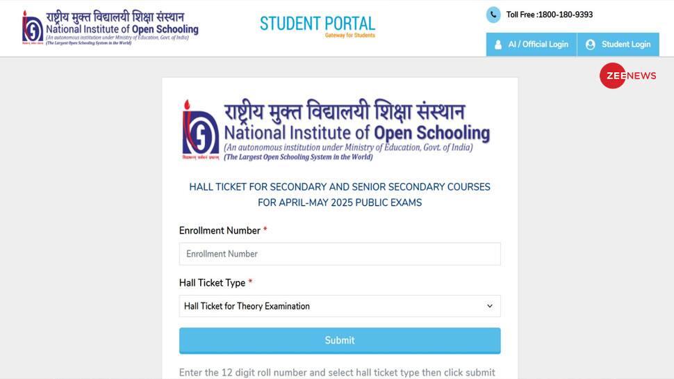 NIOS Hall Ticket 2025: Class 10th, 12th Admit Card Released At nios.ac ...