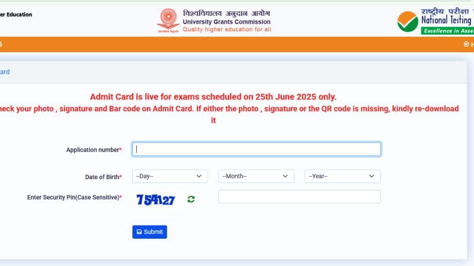 UGC NET Admit Card 2025 Released for June 25 Exam At ugcnet.nta.ac.in ...