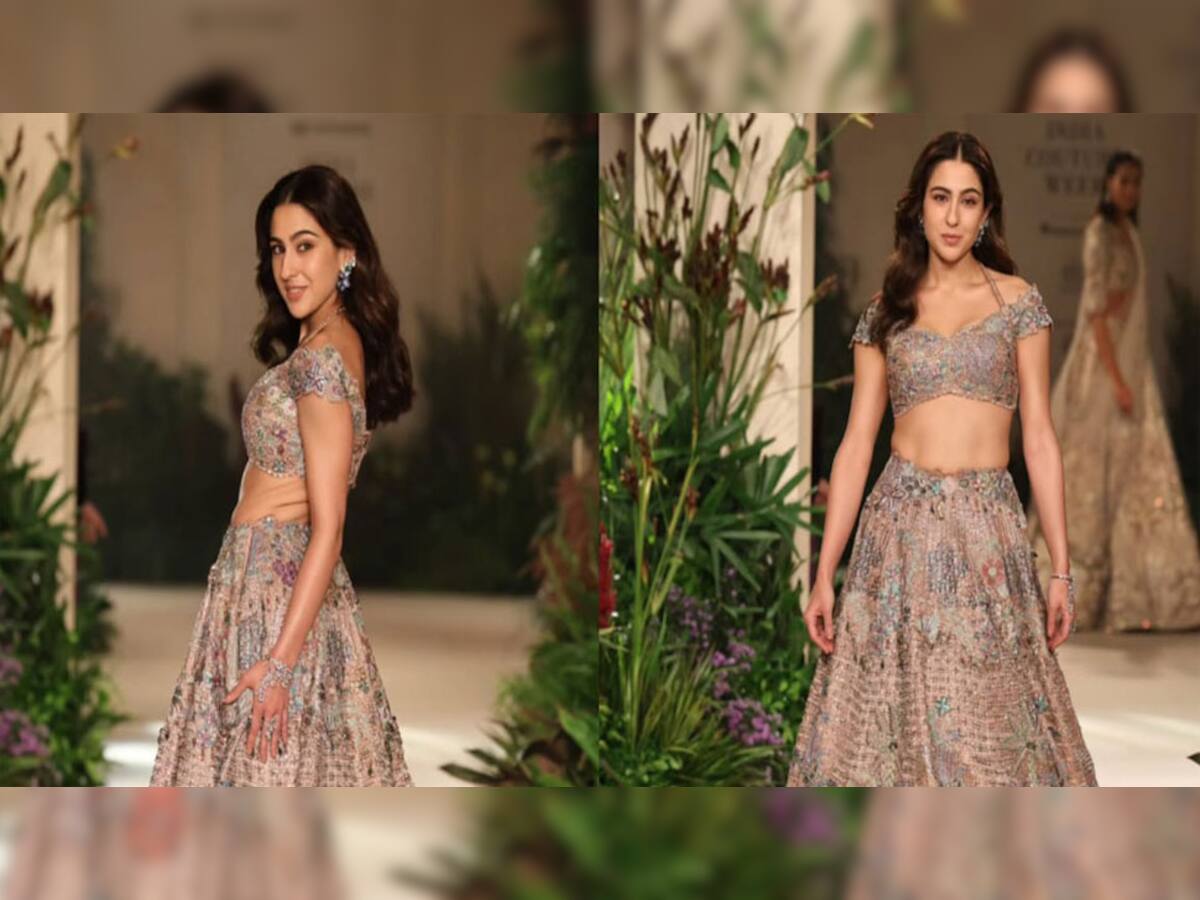 Sara Ali Khan Sizzles In Rose Gold Lehenga At The Ramp Turns