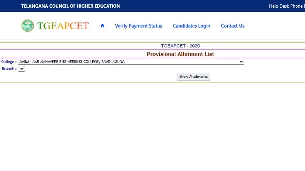 TS EAMCET 2025 Final Phase Allotment Result Released At tgeapcet.nic.in ...