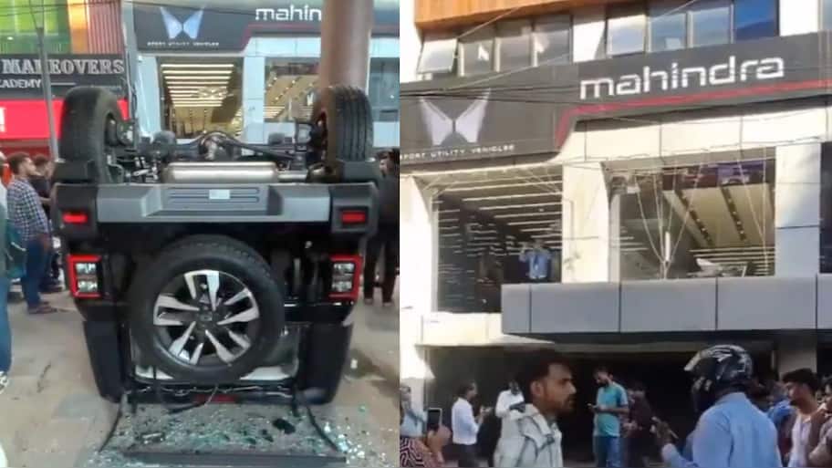 'Flying Thar': Woman Crashes Brand New Mahindra SUV Out Of Showroom's ...