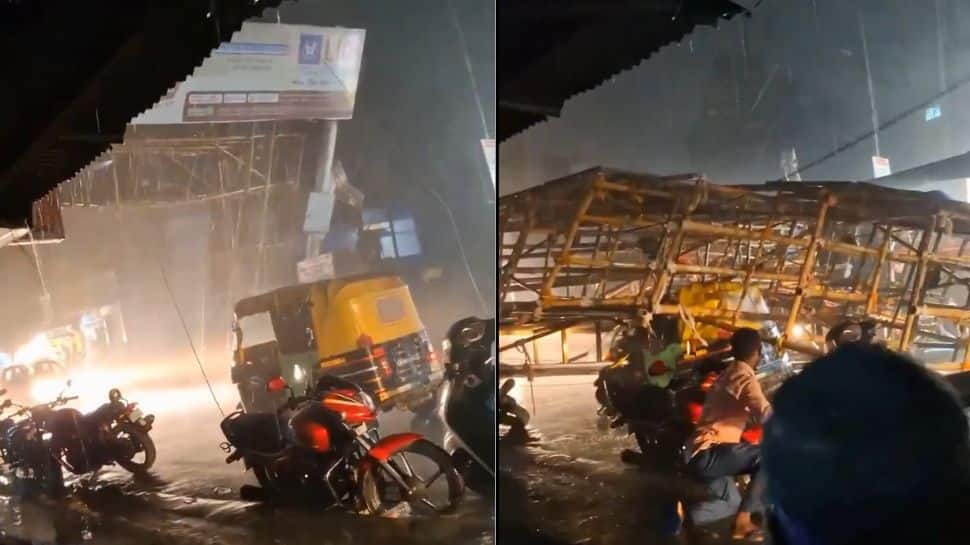 Video: Hoarding Collapses On Rickshaw In Assam, Narrow Escape Caught On Camera | viral News ...