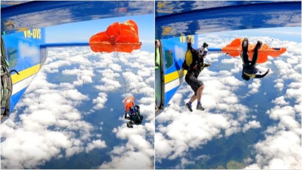 Viral Video: Skydiver Left Dangling 15,000 Ft After Parachute Snags ...