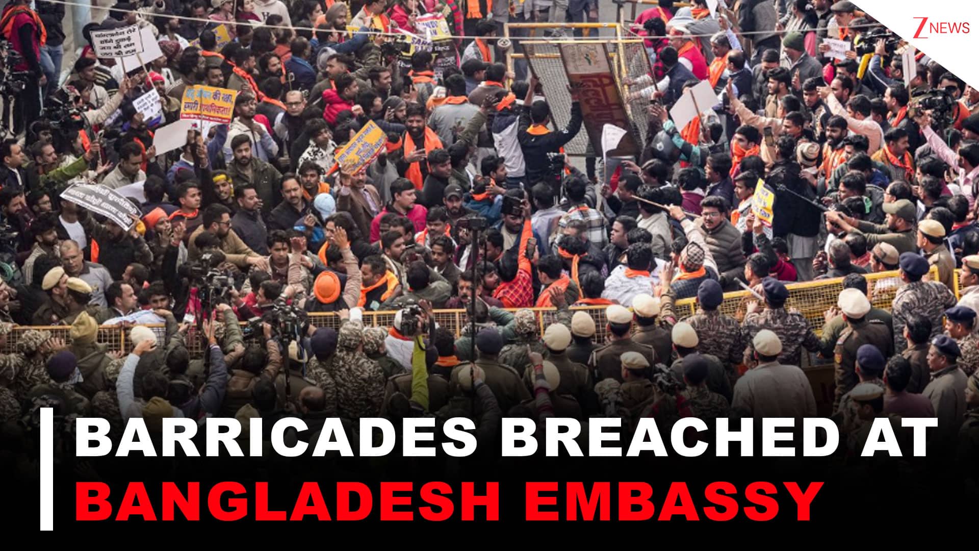 VHP & Bajrang Dal Breach Barricades at Bangladesh High Commission Over ...