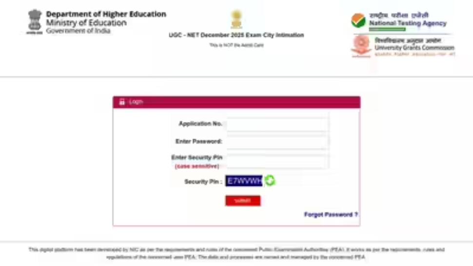 UGC NET December 2025 City Intimation Slip Released: NTA Issues ...
