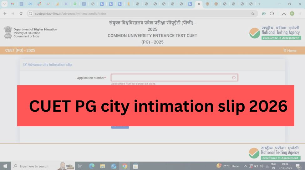 CUET PG city intimation slip 2026: Direct link to download at exams.nta ...