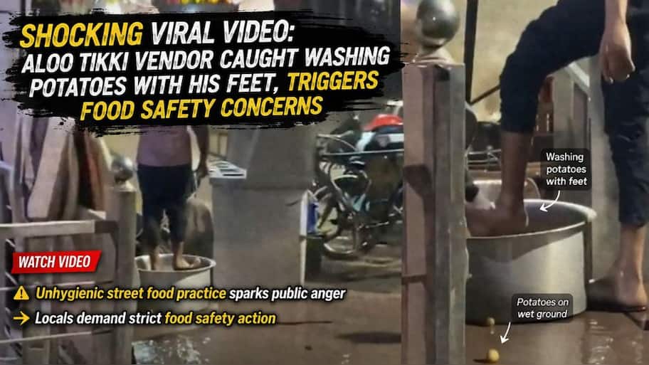 SHOCKING viral video: Aloo Tikki vendor caught washing potatoes with ...